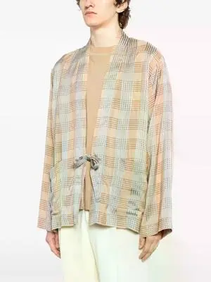 UMA WANG Plaid Jacket With Tie Detail