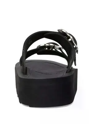 Moschino Platform Buckle Strap Sandals - Black