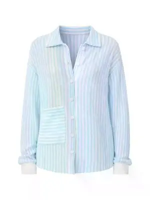NOTSHY Angelina Striped Cashmere Pocket Shirt - Blue