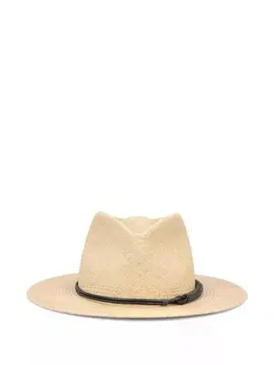 Brunello Cucinelli Woven Fedora Hat With Monile Detailing - Neutrals