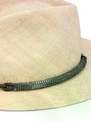 Brunello Cucinelli Woven Monile Fedora Hat