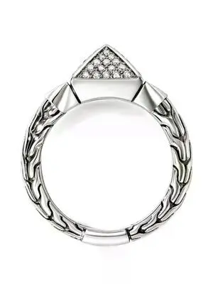 John Hardy Sterling Pavé-set Diamond Stud Detail Ring