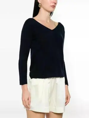 BEYOU V-neck Long Sleeve Sweater - Blue