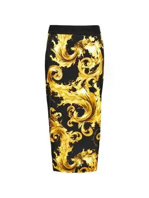 Versace Barocco Print Pencil Skirt - Black