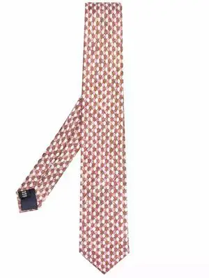 Tagliatore Tagliatore Geometric Print Silk Neck Tie Brown