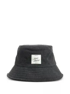 AMI Paris Logo Patch Bucket Hat - Grey