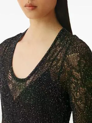 Fabiana Filippi Long Sleeve Lace Maxi Dress
