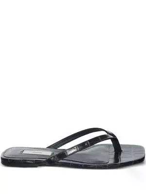 TOTEME Crocodile-effect Leather Flat Sandals - Brown