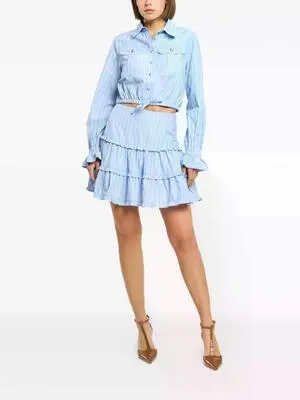 Cinq À Sept Thea Striped Ruffled Tiered Skirt