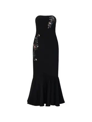 Cinq À Sept Floral Embellished Strapless Trumpet Dress
