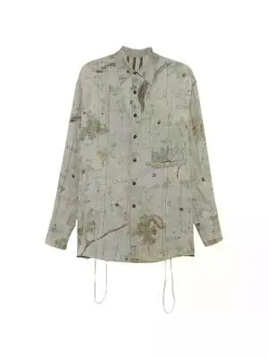 ZIGGY CHEN Floral Print Long Sleeve Shirt - Grey