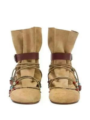 Isabel Marant Étoile Letiz Bead-embellished Ankle Boots - Neutrals