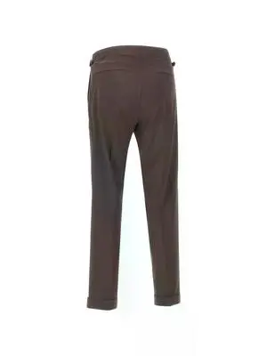 BARBA NAPOLI Front Pleats Side Buckle Trousers - Brown