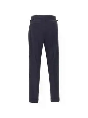BARBA NAPOLI Virgin Wool Pleat Buckle Trousers - Blue