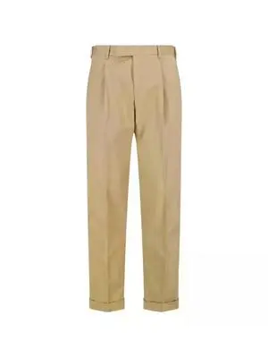 PT TORINO Tailored Pleated Trousers With Turn-up Hem - Neutrals