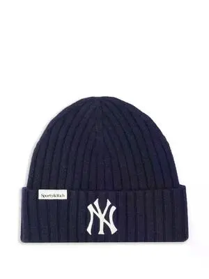 Sporty & Rich Ribbed Knit Beanie - Blue