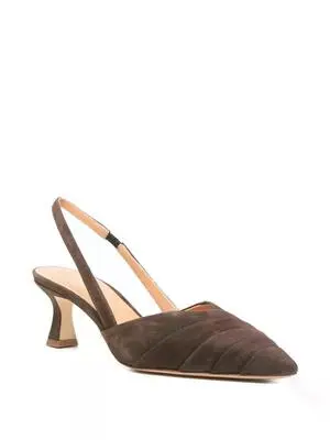 JULIE DEE Pleated Slingback Heeled Pumps - Brown