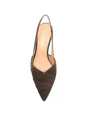 JULIE DEE Pleated Slingback Heeled Pumps - Brown