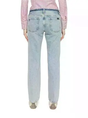 7 For All Mankind Frayed-trim Straight-leg Jeans