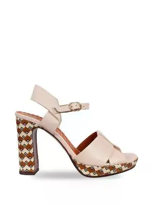 Chie Mihara Patterned Heel Cross-over Sandals - Neutrals