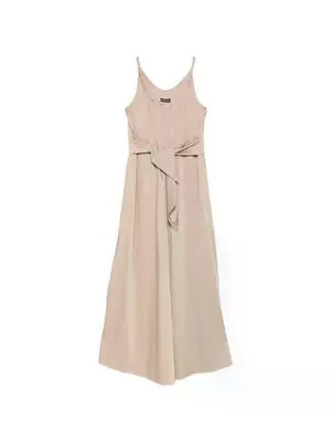 Emporio Armani Sleeveless Maxi Dress With Tie Waist - Neutrals