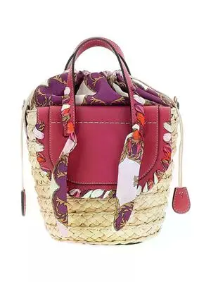 CUBA LAB Leather And Raffia Bucket Bag