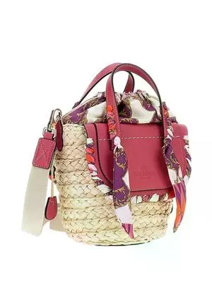 CUBA LAB Leather And Raffia Bucket Bag