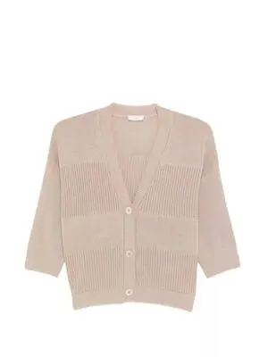 Peserico V-neck Ribbed Knit Cardigan - Neutrals