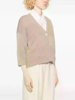 Peserico V-neck Ribbed Knit Cardigan