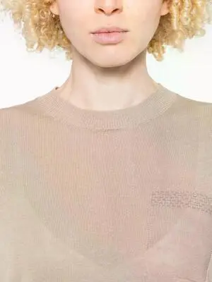 Peserico Crew Neck Top With Decorative Pocket