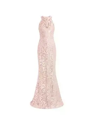 GEMY MAALOUF Floral Satin Maxi Dress - Pink