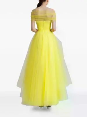 GEMY MAALOUF Asymmetrical Tulle Maxi Dress - Yellow