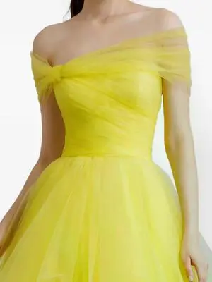 GEMY MAALOUF Asymmetrical Tulle Maxi Dress - Yellow