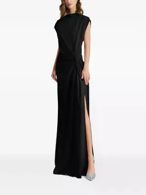 GEMY MAALOUF Draped Maxi Dress With Slit - Black