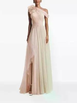GEMY MAALOUF One-shoulder Flower Embellished Maxi Dress