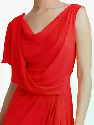 GEMY MAALOUF V-neck Draped Maxi Dress - Red