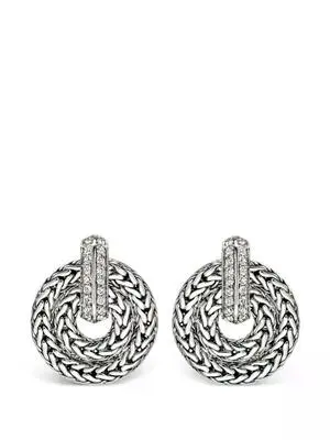 John Hardy Sterling Diamond Link Earrings - Silver