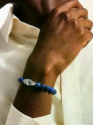 John Hardy Sterling Lapis Lazuli Naga Head Beaded Bracelet