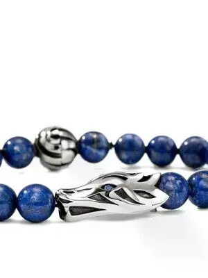 John Hardy Sterling Lapis Lazuli Naga Head Beaded Bracelet