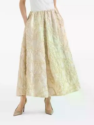 Brunello Cucinelli Embroidery Midi Skirt - Neutrals