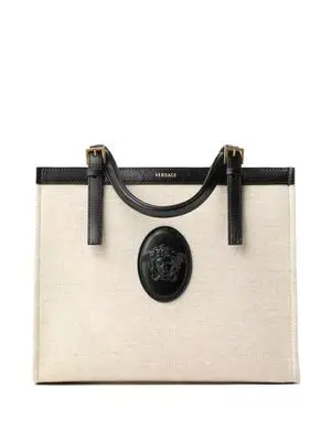 Versace Versace Rivière Canvas Tote Bag With Medusa Cameo Neutrals