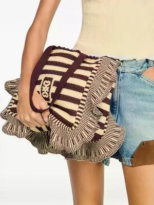 Sandro Striped Ruffled Tote Bag