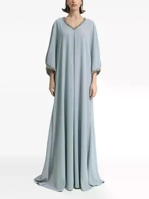 GEMY MAALOUF Beaded V-neck Maxi Kaftan - Blue