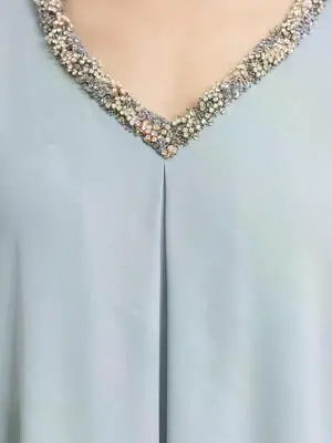 GEMY MAALOUF Beaded V-neck Maxi Kaftan - Blue
