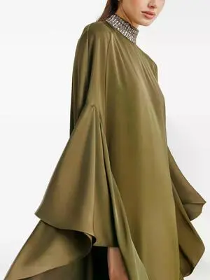 GEMY MAALOUF Beaded Collar Ruffled Maxi Dress
