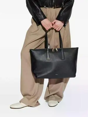 Furla Zip Leather Tote Bag - Black