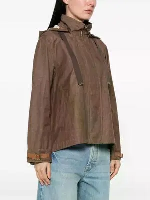 Herno Hooded Jacket With Buckle Straps - Brown