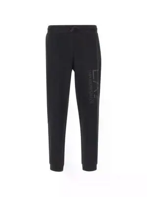 EA7 Core Identity Elasticated-waistband Logo-print Trousers - Black