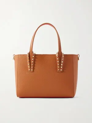 CHRISTIAN LOUBOUTIN Cabata Mini Spiked Textured-leather Tote - Brown