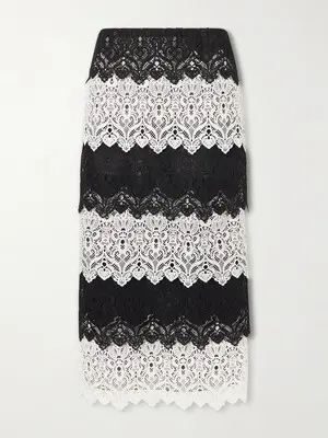 Carolina Herrera Lace Midi Skirt - Black